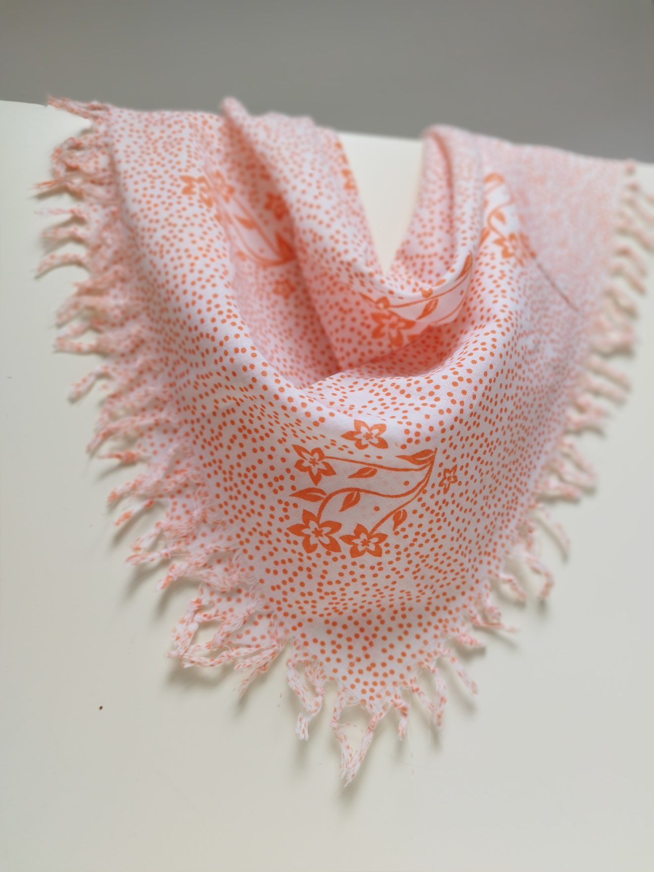 Zif Hayati – Foulard Hammam Blanc pointillé Saumon - KANZY