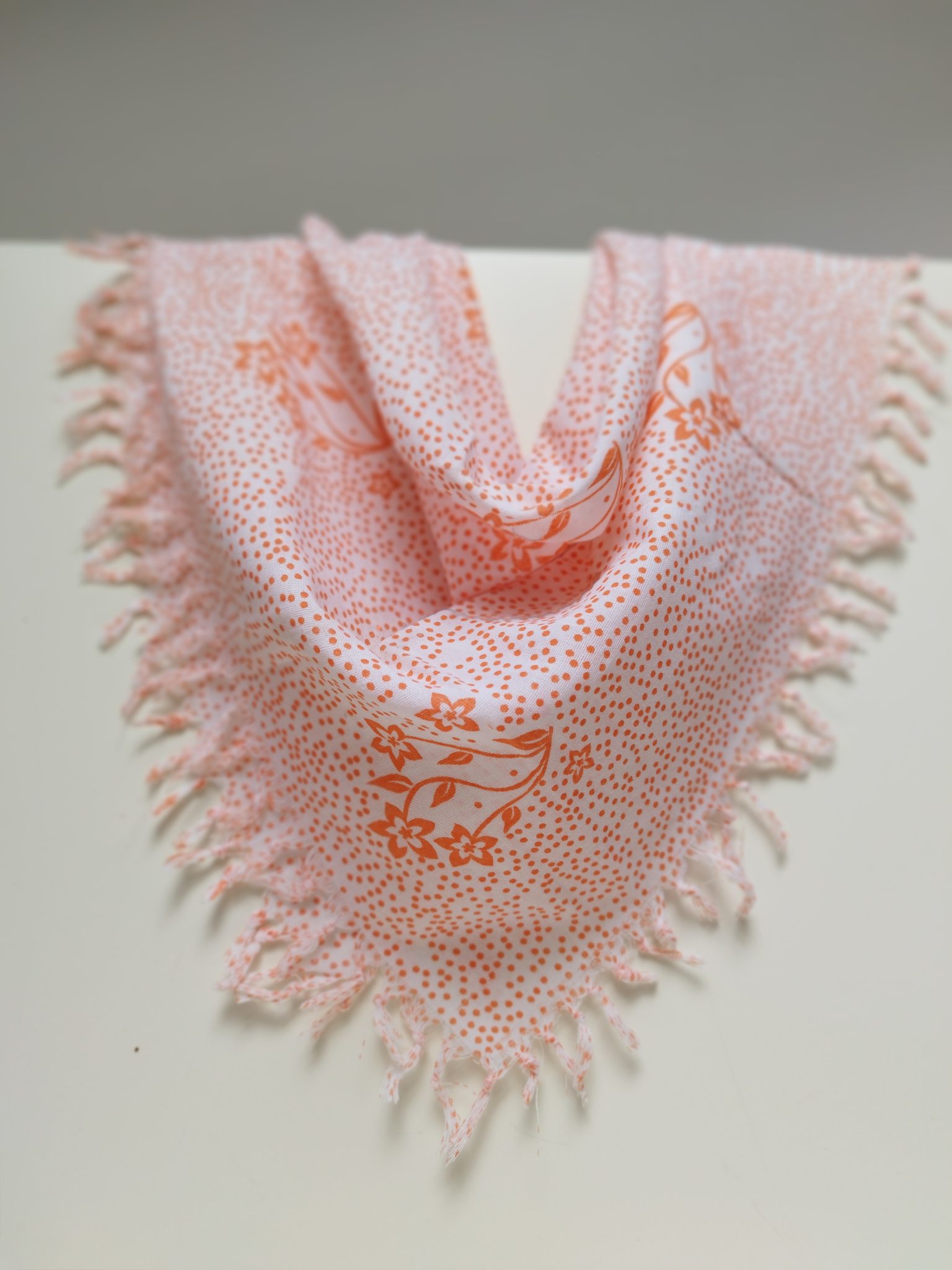 Zif Hayati – Foulard Hammam Blanc pointillé Saumon - KANZY